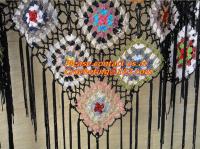 China Black Evening Triangle Shawls Wraps with Tassel in Granny Square Pattern for sale
