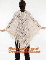 China Handmade Crochet Poncho Shawl for Women 25 Inch Length Hollow Out Knit Wrap for sale