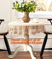 China Crochet Lace Tablecloth Pink Rose Embroidered Home Dining Table Cover 85cm 105cm for sale