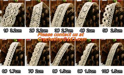 China Cotton Crochet Lace Trim 200cm x 8cm White for Cushion Sofa Curtain DIY Sewing for sale