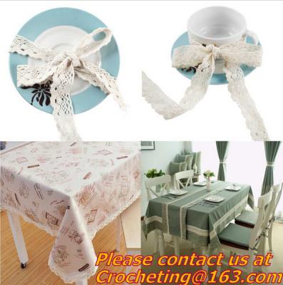 China Cotton Crochet Lace Trim 200cm x 8cm White for Cushion Sofa Curtain DIY Sewing for sale