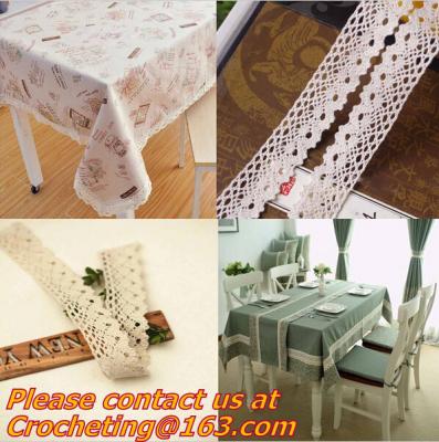 China Natural Cotton Crocheted Lace Trim 200cm x 8cm White Bilateral Floral Scrapbooking for sale