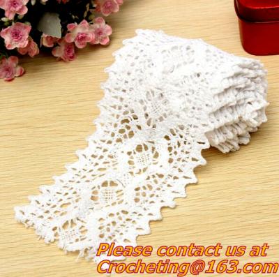 China White Cotton Crocheted Lace Trim 200cm x 8cm for DIY Garment Accessories for sale