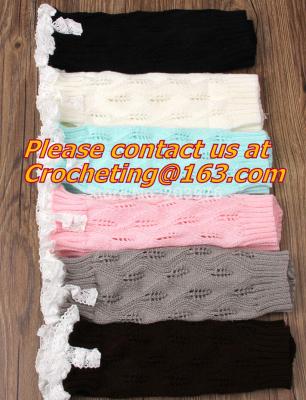 China Women's Knitted Lace Boot Cotton Leg Warmers 41cm Solid Color Fashion Customizable for sale