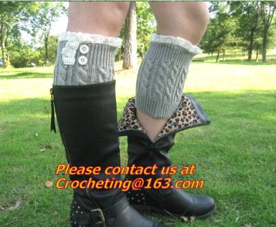 China Customizable Acrylic Knitted Leg Warmers 41cm Women Winter Boot Socks Gaiter for sale