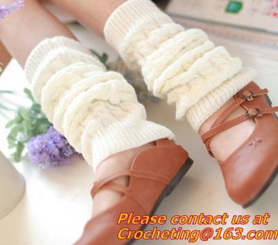 China Women Crochet Knit Leg Warmers Boot Socks 41cm Acrylic Solid Color Custom for sale
