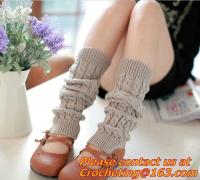 China Women Crochet Knit Leg Warmers Boot Socks 41cm Acrylic Solid Color Custom for sale