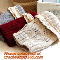 China Women Acrylic Cable Knit Boot Cuffs Leg Warmers 41cm Solid Pattern Fashion Custom for sale