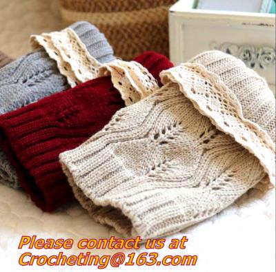 China Women Acrylic Cable Knit Boot Cuffs Leg Warmers 41cm Solid Pattern Fashion Custom for sale