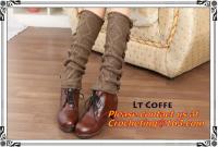 China Women's Wool Blend Striped Leg Warmers 42cm Loose Boot Socks with Button Decoration for sale