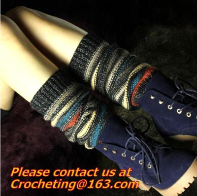 China Women's Thick Warm Wool Acrylic Blend Leg Warmers 42cm Striped Casual Boot Socks for sale