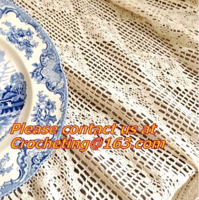 China Handmade Crochet Tablecloth 100cm Round Cotton Doily Ivory Lace Home Decor for sale