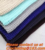 China Handmade Crochet Blanket Colorful Stripe Knitted Baby Throw 100x100cm Cotton for sale