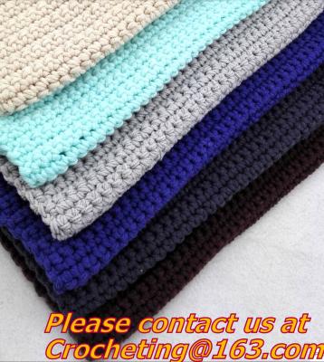 China Handmade Crochet Blanket Colorful Stripe Knitted Baby Throw 100x100cm Cotton for sale