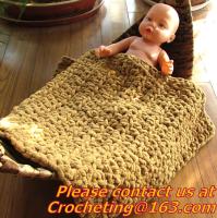China Handmade Crochet Baby Photo Prop Blanket 100x100cm Cotton Tablecloth Ivory for sale