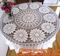 China Round Hand Crochet Tablecloth White 100cm Cotton Wedding Banquet Table Cover for sale