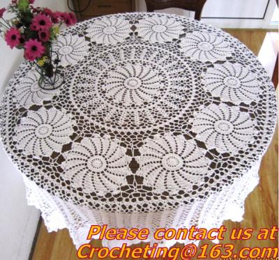 China Round Hand Crochet Tablecloth White 100cm Cotton Wedding Banquet Table Cover for sale