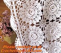 China Handmade Crochet Round Tablecloth 100cm Cotton Doily Ivory Pineapple Flower for sale