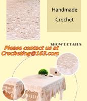 China Handmade Cotton Lace Crochet Tablecloth 100x100cm Round Doily Ivory American Rural Nostalgia for sale
