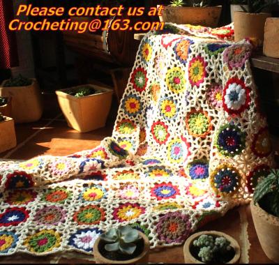 China Handmade Crochet Tablecloth 100cm Round Daisy Stripes Cotton Lace Doily for sale