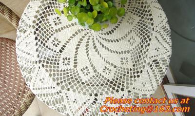 China Handmade Crochet Tablecloth White 100x100cm Round Cotton Lace Table Cover for Wedding Banquet for sale