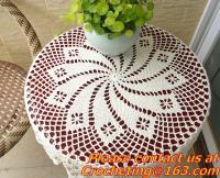China Handmade Crochet Round Tablecloth 100cm White Cotton Lace Doily Wedding Banquet Cover for sale