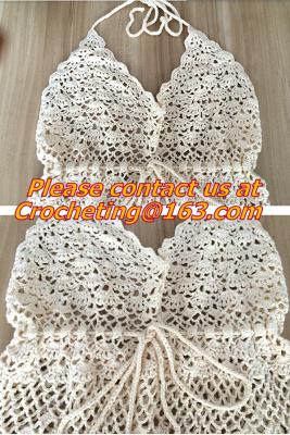 China Women Cotton Crochet Floral V-Neck Halter Bikini Tank Top Summer Beach Sm for sale