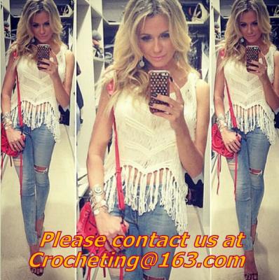 China Hand Crochet Women Tank Top Bohemian Knit Vest Summer Blouse Size S-XXL for sale