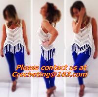 China Women Crochet Lace Crop Top Deep V Neck Halter Spaghetti Strap Tank Tops Bohemian Style for sale