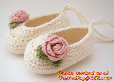 China Handmade Crochet Baby Moccasins for Newborn Girls Cotton Yarn Infant Sandals 8cm to 12cm for sale