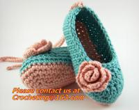 China Handmade Cotton Baby Booties Socks Knitted Newborn Loafers Slippers Footwear 8cm 12cm for sale