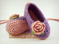 China Handmade Cotton Baby Booties Socks Knitted Newborn Loafers Slippers 8-12cm for sale