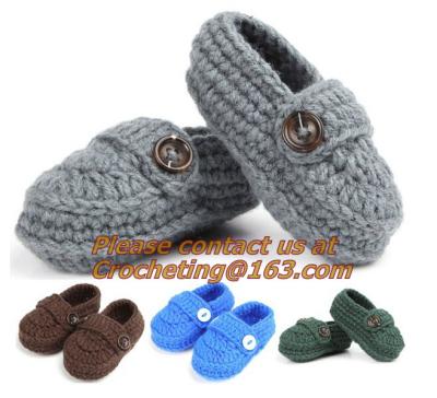 China Handmade Cotton Baby Booties Socks Knitted Newborn Loafers Slippers Footwear 8cm 12cm for sale