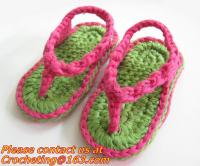 China Handmade Cotton Yarn Baby Sandals Summer Crochet Toddler Shoes 9-12cm Kids Slipper for sale