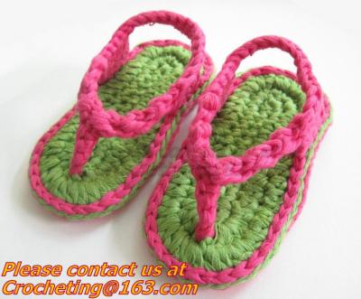 China Handmade Cotton Yarn Baby Sandals Summer Crochet Toddler Shoes 9-12cm Kids Slipper for sale