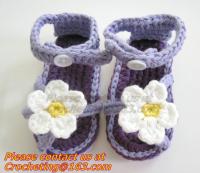 China Hand Knitted Baby Moccasins Cotton Yarn Newborn Sandals 8cm 12cm Custom Colors for sale