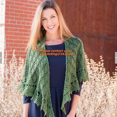 China Hand Crochet Woman Poncho 100% Cotton Green Eco-Friendly Wrap S M L for sale