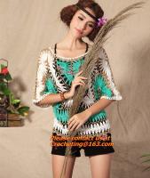 China Women Crochet Knitted Blouse Batwing Hollow Pullover Loose Summer Top 56cm Length for sale