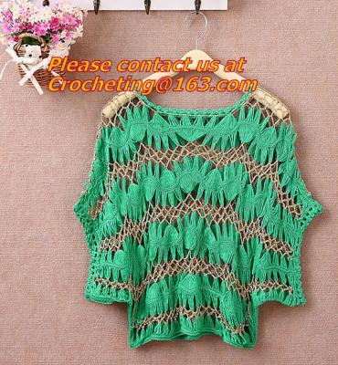 China Women Hand Crocheted Batwing Sleeve Sweater Cover Up with Hat Free Size 56cm Length for sale