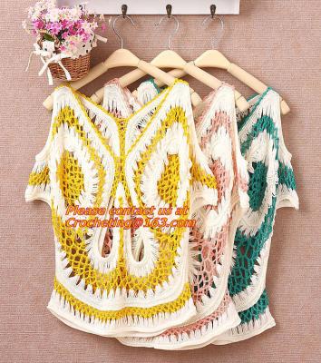 China Women Crochet Hollow Out Loose Beach Maxi Shirt Long Sleeve Bikini Cover Up Free Size for sale