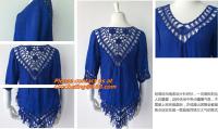 China Women Knitted Crochet Tassel Swimwear Bikini Cover Up Dress Beach Top One Size for sale