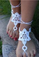 China Handmade Crochet Barefoot Sandals for Women Beach Wedding Foot Jewelry Cotton for sale