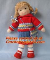 China Custom Kitted Knitting Girl Plush Toy 100 Percent Cotton Yarn Soft Doll for Gift for sale