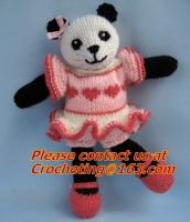 China Hand Knit Bear Panda Toy 100% Cotton Yarn Custom Crochet Stuffed Animal 20cm for sale