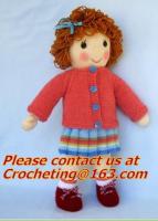 China Handmade Crochet Knitted Panda Girl Doll Toy 30cm Cotton Yarn Custom Design for sale