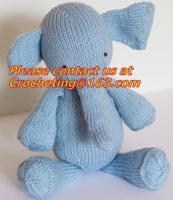 China Handmade Crochet Elephant Baby Toy 100% Cotton Yarn Custom Knit Plush Doll for sale