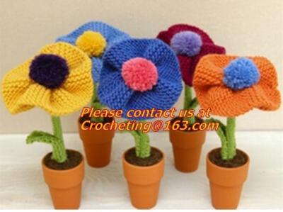 China Handmade Crochet Rabbit Doll Standing Flower Stuffed Toy 30cm Soft Plush Gift for sale
