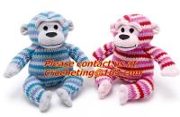 China Custom Crochet Monkey Stuffed Toy 100% Cotton Yarn OEM Plush Animal 30cm for sale