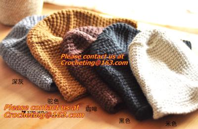 China Custom Knitted Beanie Hat 100% Cotton Unisex Winter Cap 44cm One Size for sale