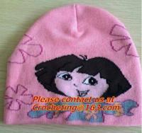 China Unisex Woolen Knit Cap for Children Cat Ear Hat 44cm Circumference Solid Color for sale